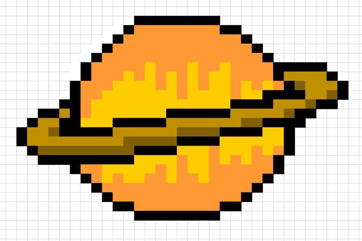 Pixel Art Planète | Modèle Coloriage Facile | Dessin à Imprimer