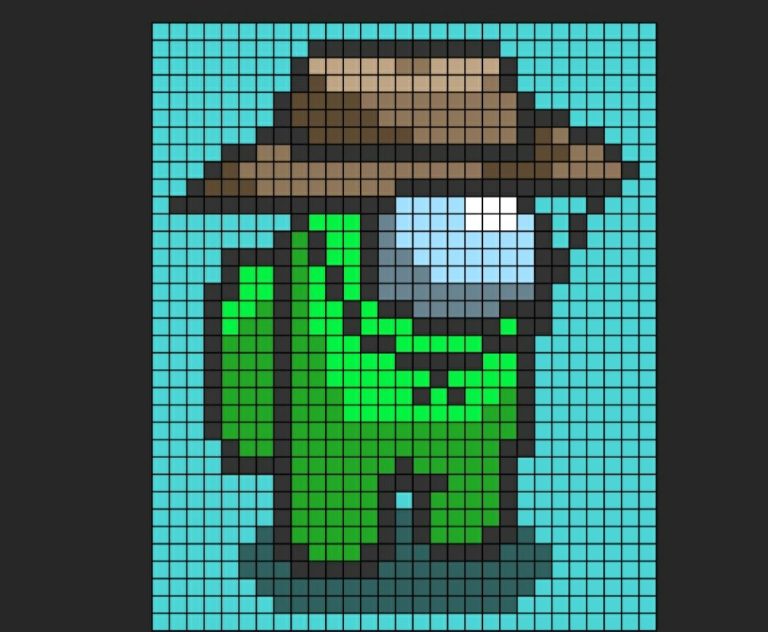 Pixel Art Among Us | Modèle Coloriage Facile | Dessin à Imprimer