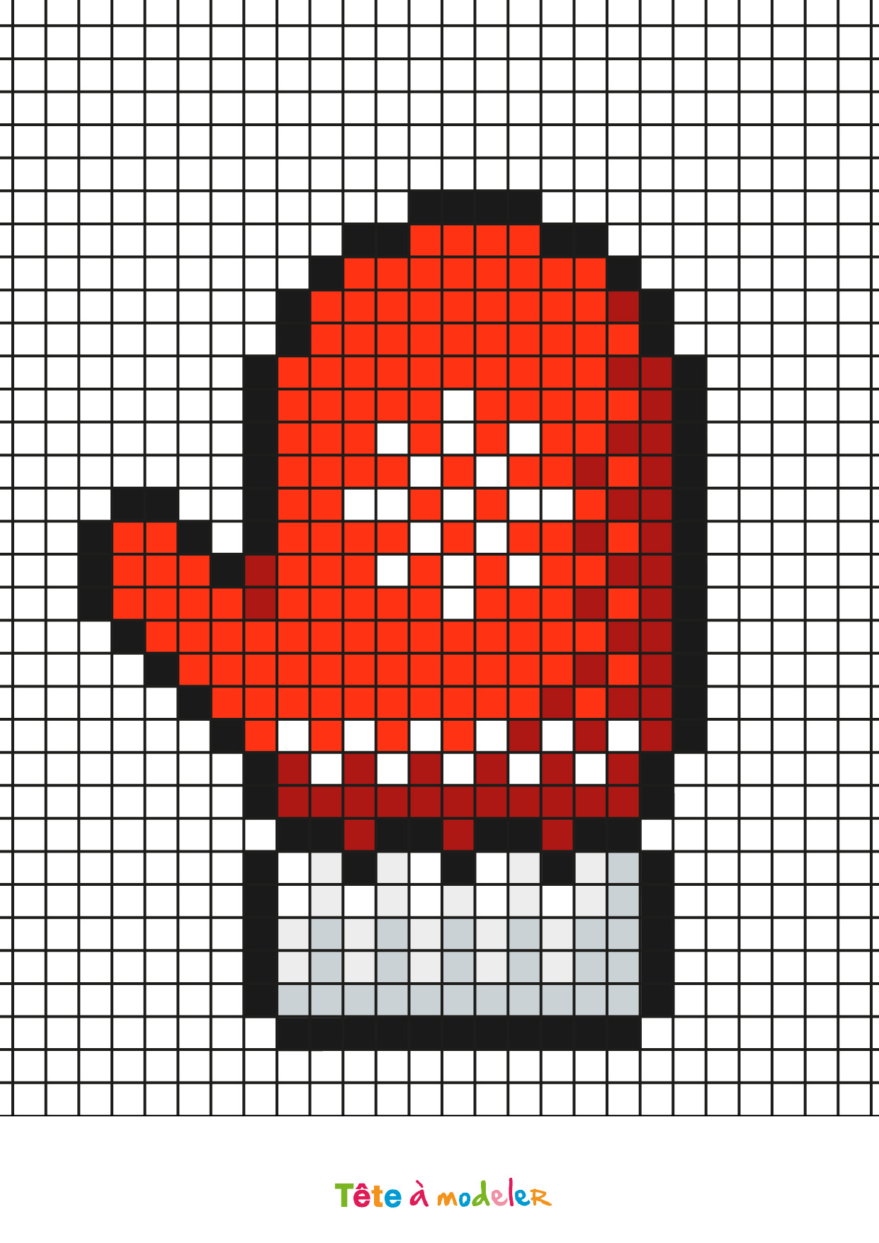 pixel art père noël | Modèle Coloriage Facile | Dessin à Imprimer