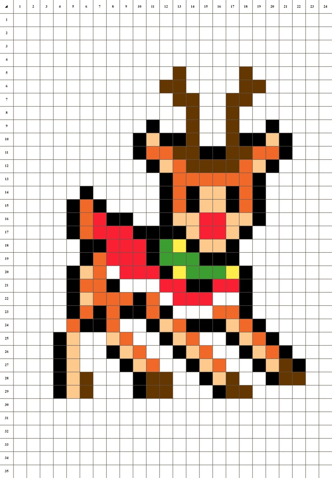 pixel art père noël | Modèle Coloriage Facile | Dessin à Imprimer