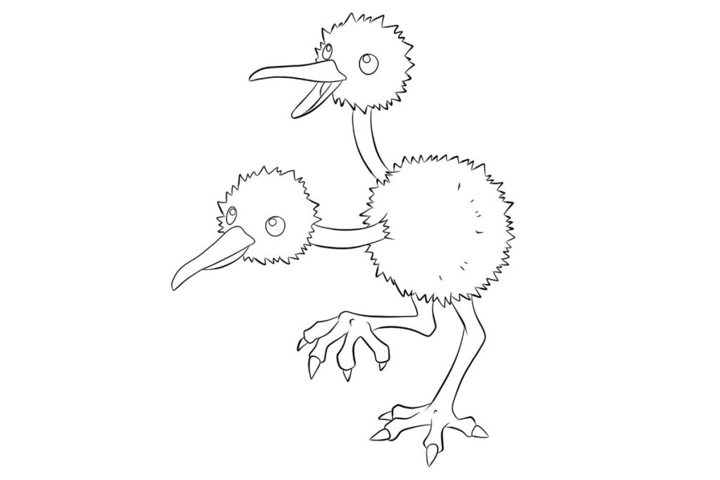 Pixel Art Pokemon Doduo | Modèle Coloriage Facile | Dessin à Imprimer