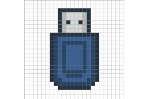 Pixel Art Clé Usb | Modèle Coloriage Facile | Dessin à Imprimer