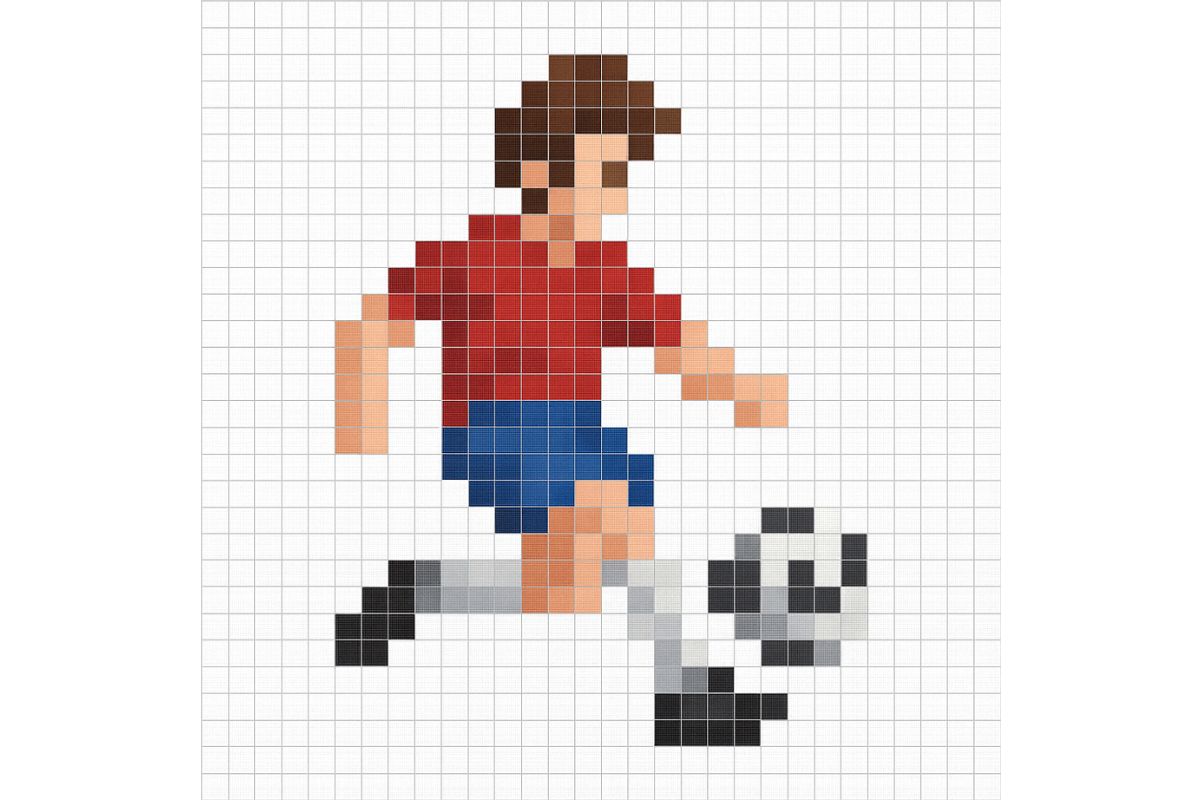 Pixel Art Foot | Modèle Coloriage Facile | Dessin à Imprimer