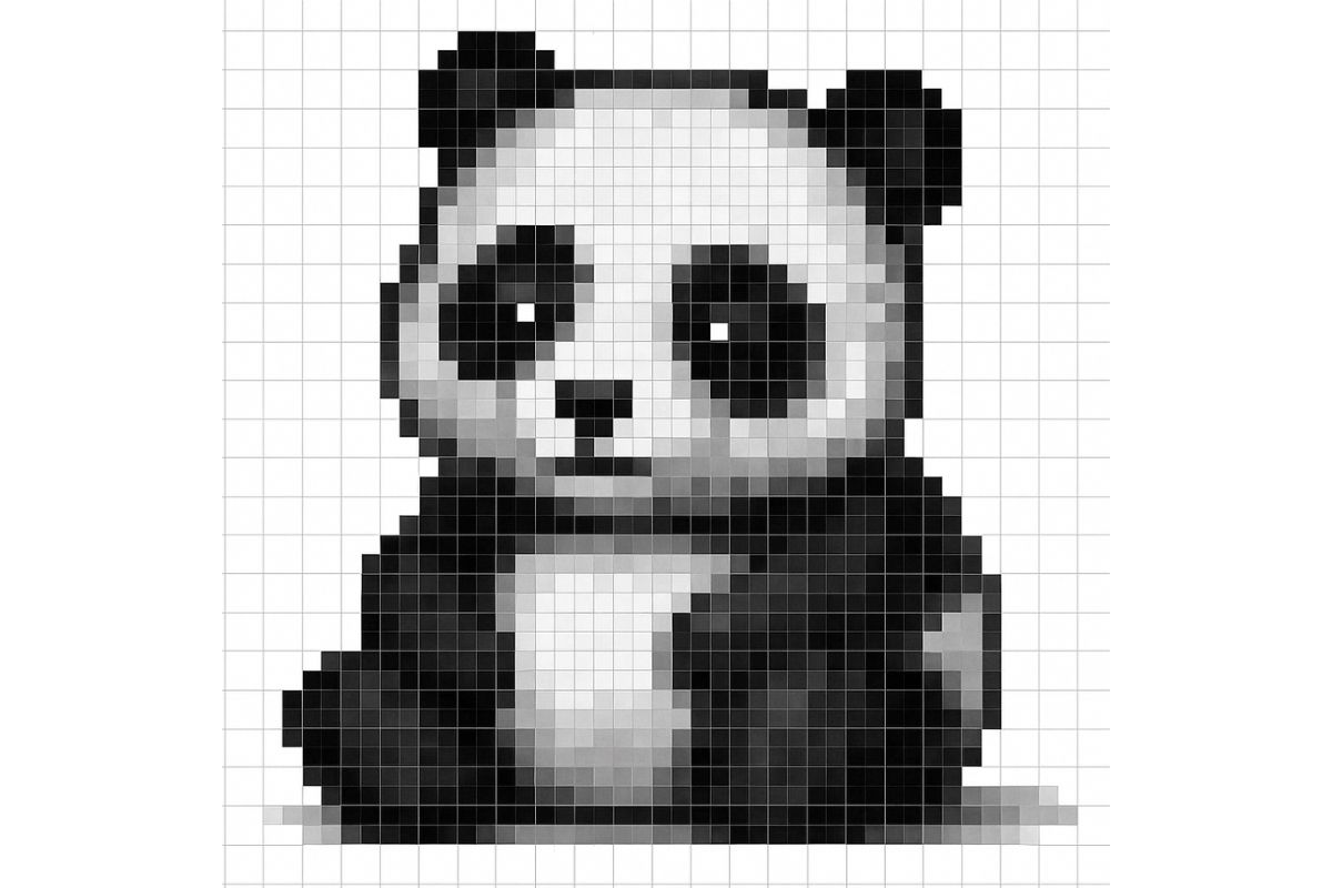 Pixel Art Panda | Modèle Coloriage Facile | Dessin à Imprimer