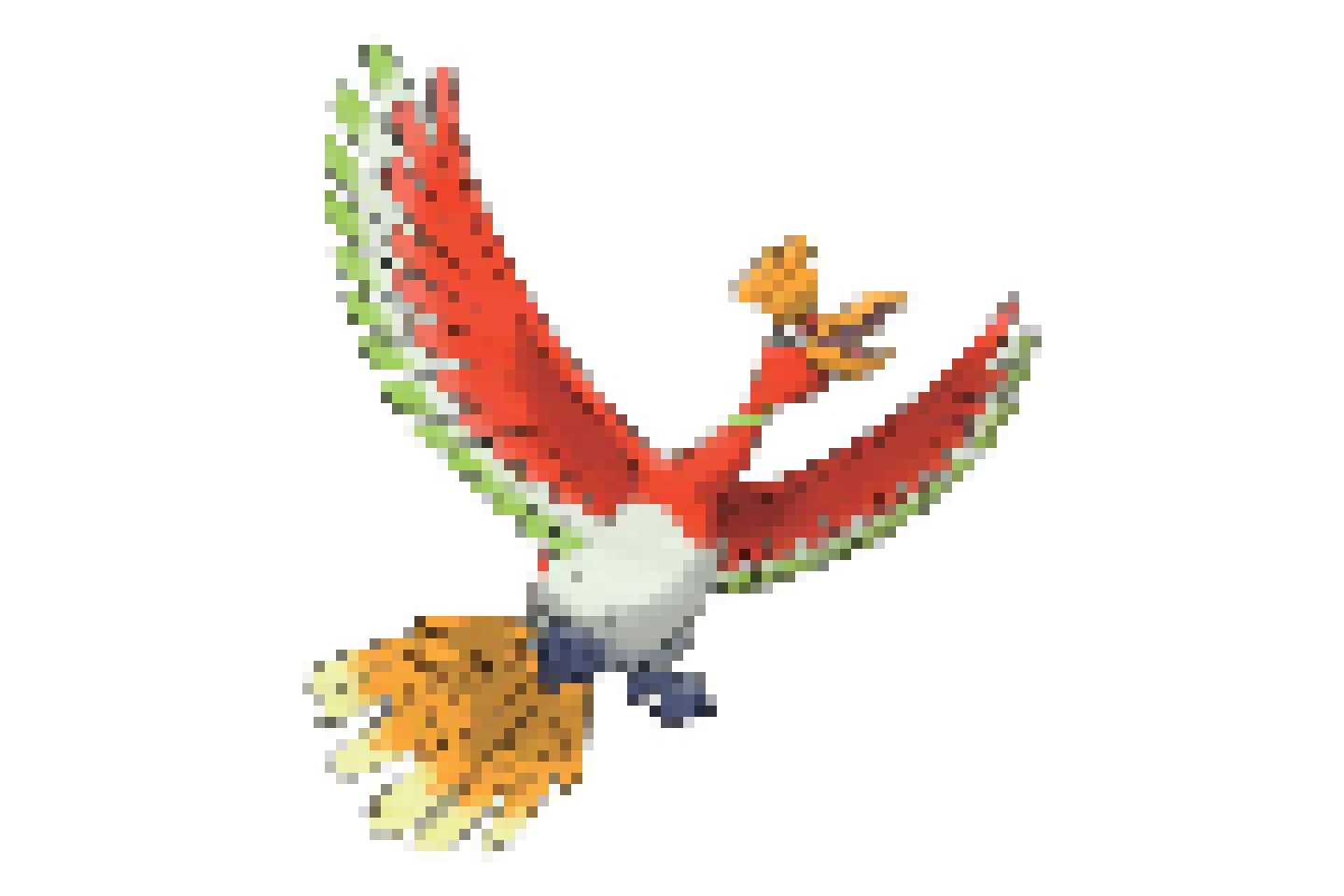 Pixel Art Pokemon Ho-Oh | Modèle Coloriage Facile | Dessin à Imprimer